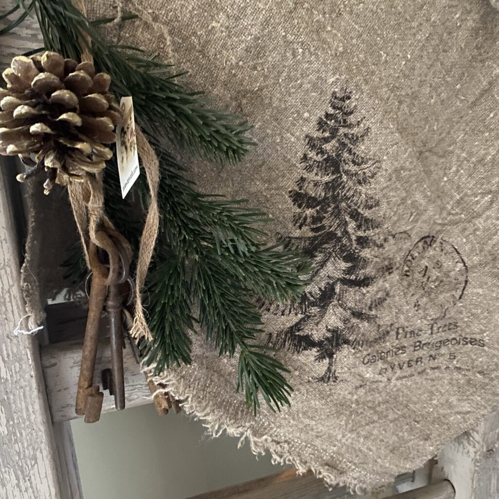 Shabby doek “kerstboom” / Pine Trees - Brocanteweb