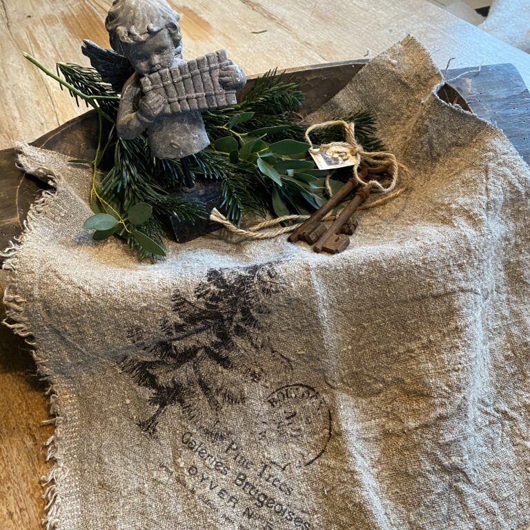 Shabby doek “kerstboom” / Pine Trees - Brocanteweb